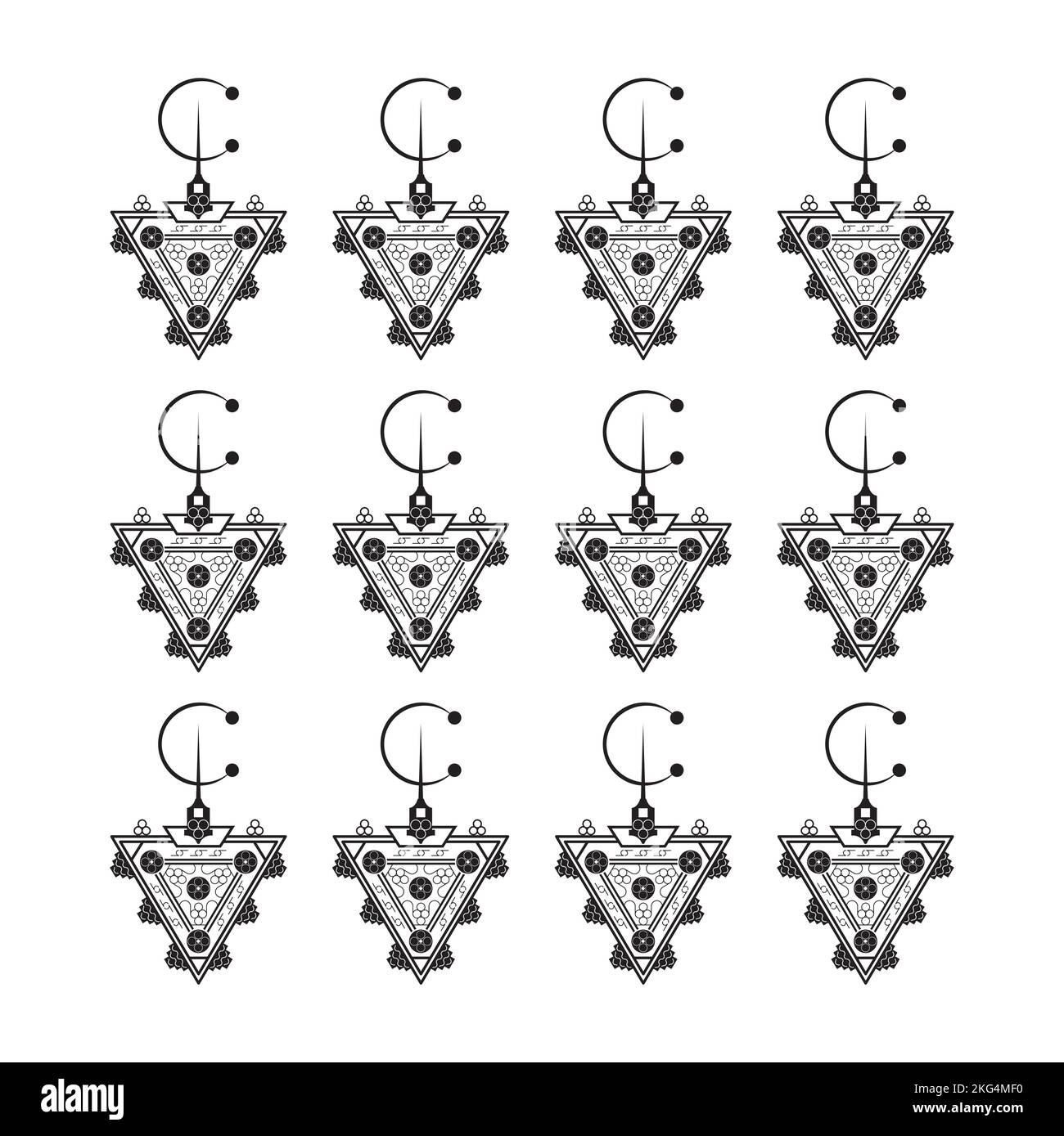 Set of Tazerzit on White Background. The Amazigh Jewelery Symbol ...