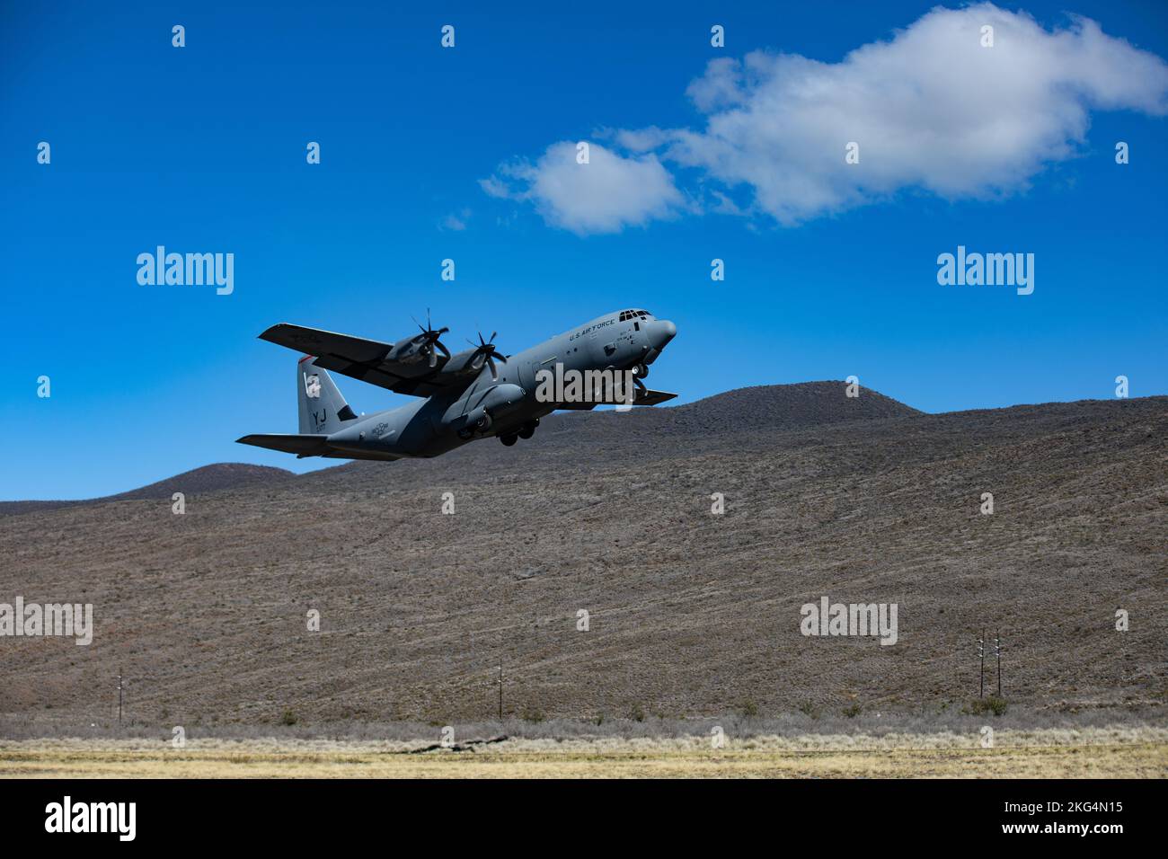 A U.S. Military C-130 begins takeoff at Pohakuloa Training Grounds ...