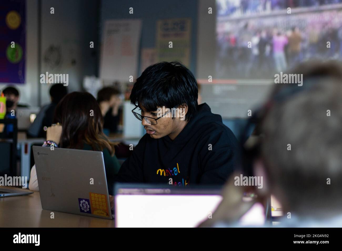 High school student working with confidence and inspiration Stock Photo ...