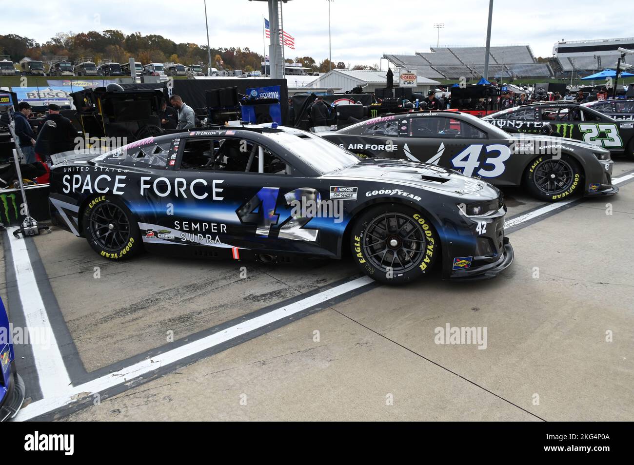 The Petty GMS No. 42 Chevrolet Camaro ZL1 (left), driven by NASCAR Cup ...