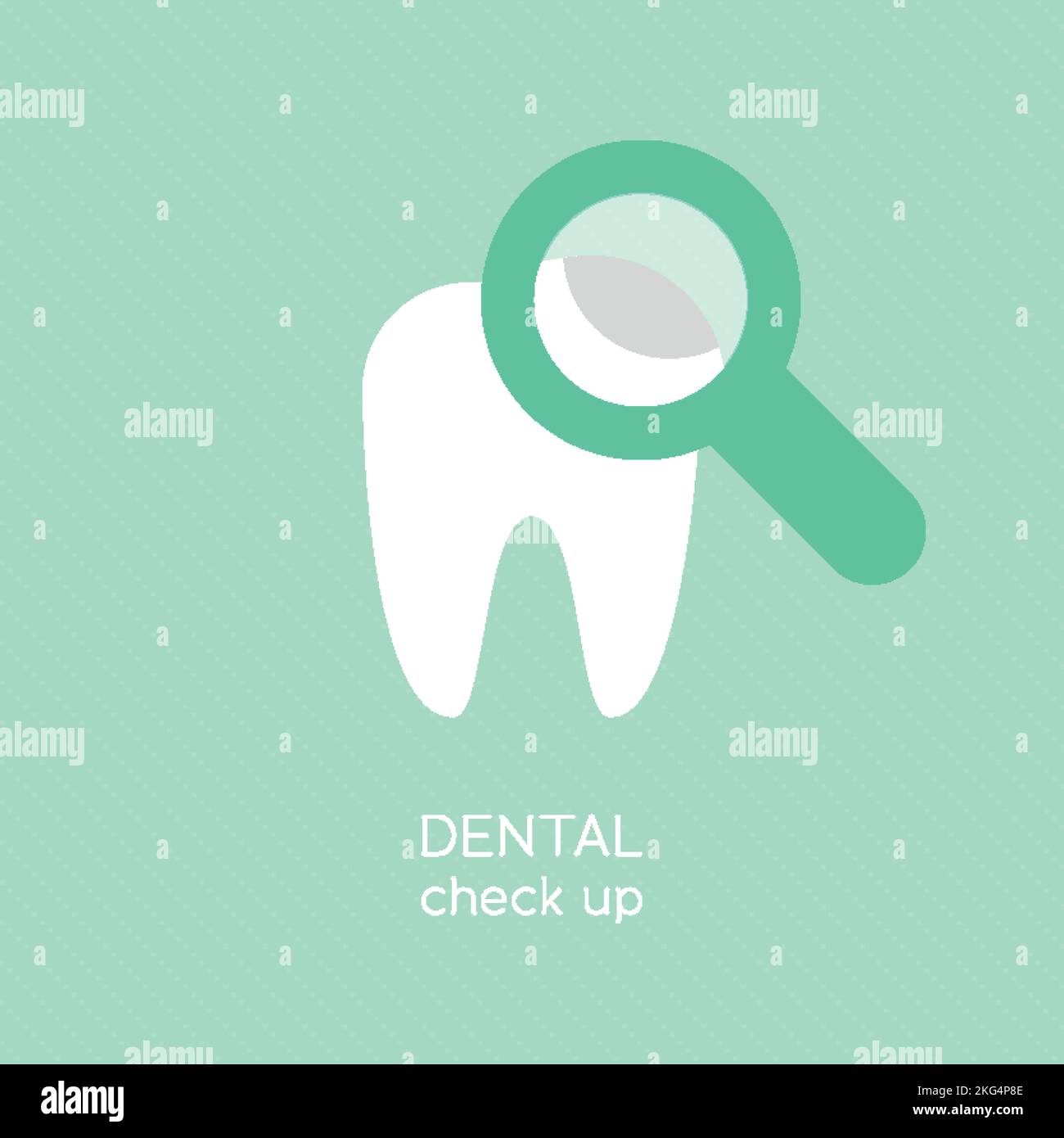 Dental check up. Tooth molar with magnifying glass. Vector illustration ...
