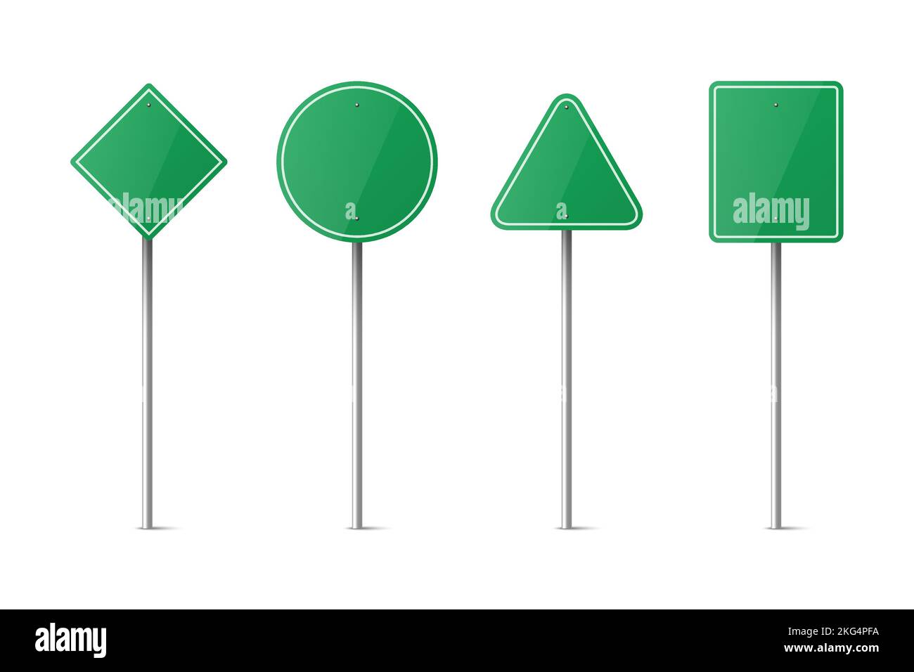 Vector Green Warning, Danger Stop Sign Frame Icon Set Isolated. Rhombus ...
