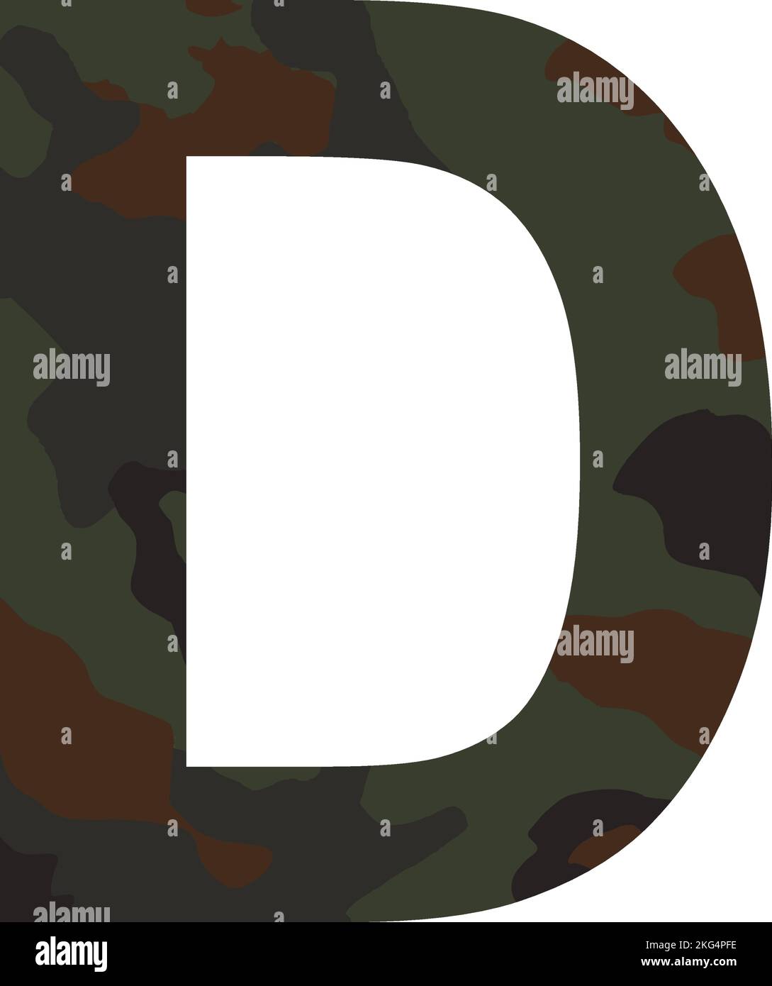 English alphabet letter D, khaki style isolated on white background ...