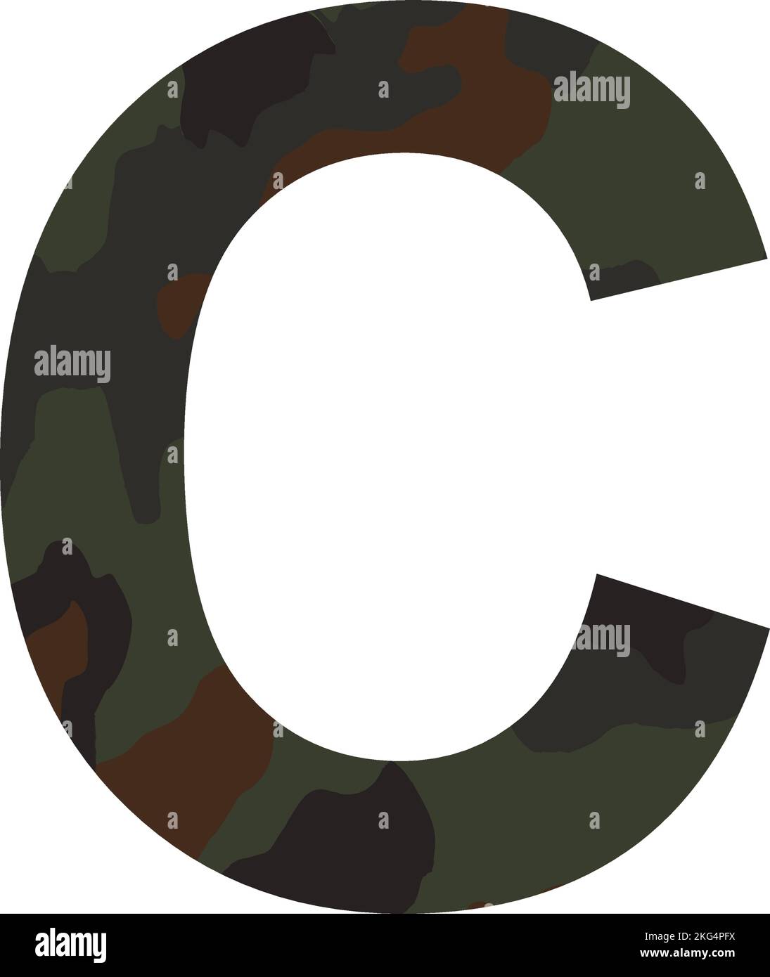 English alphabet letter C, khaki style isolated on white background ...