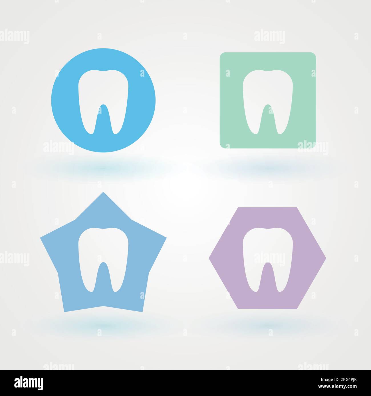 Dental icon set. Multicolor geometric shapes. Vector illustration, flat ...