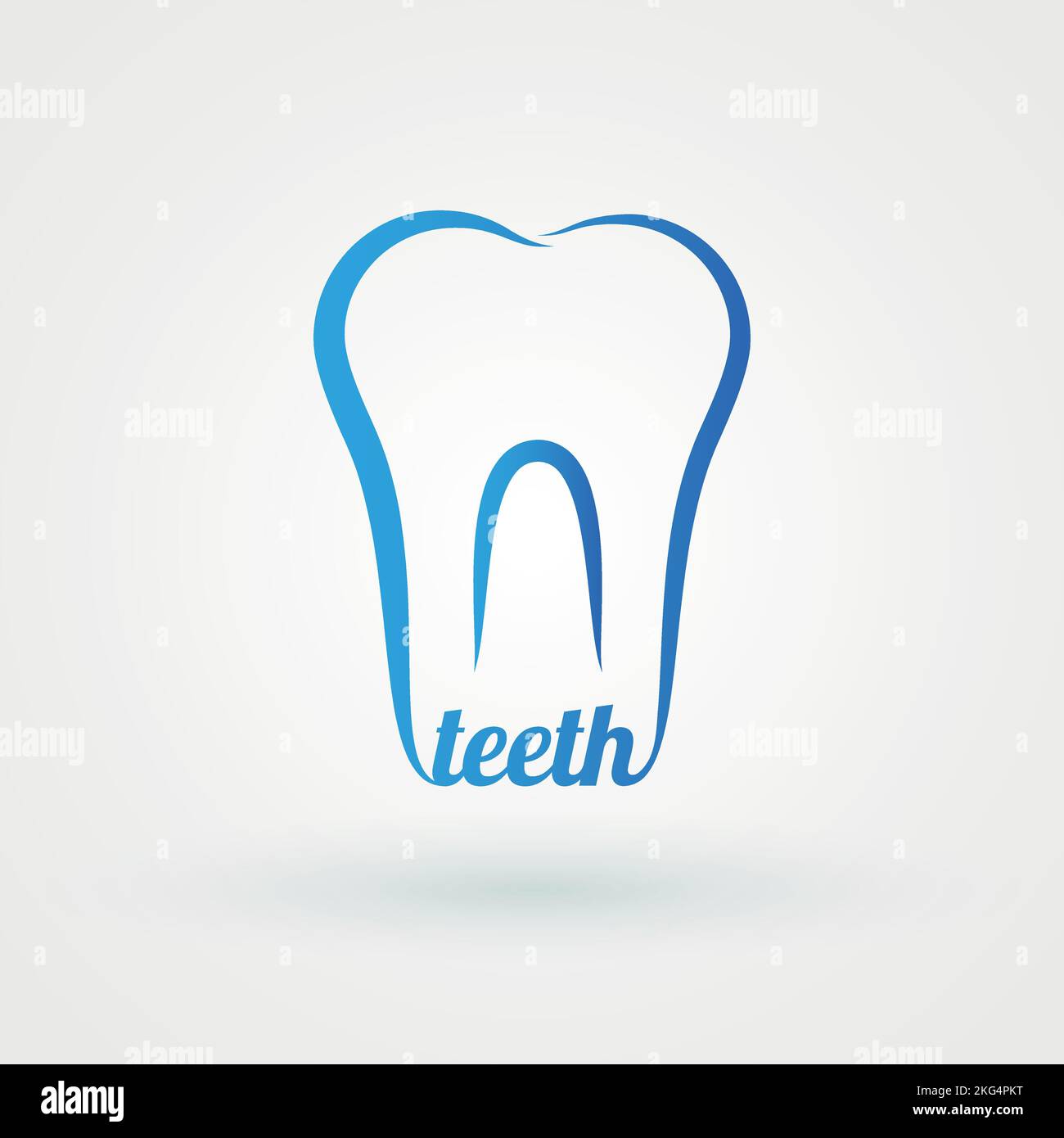 Line icon molar with word "teeth". Vector illustration, flat design ...