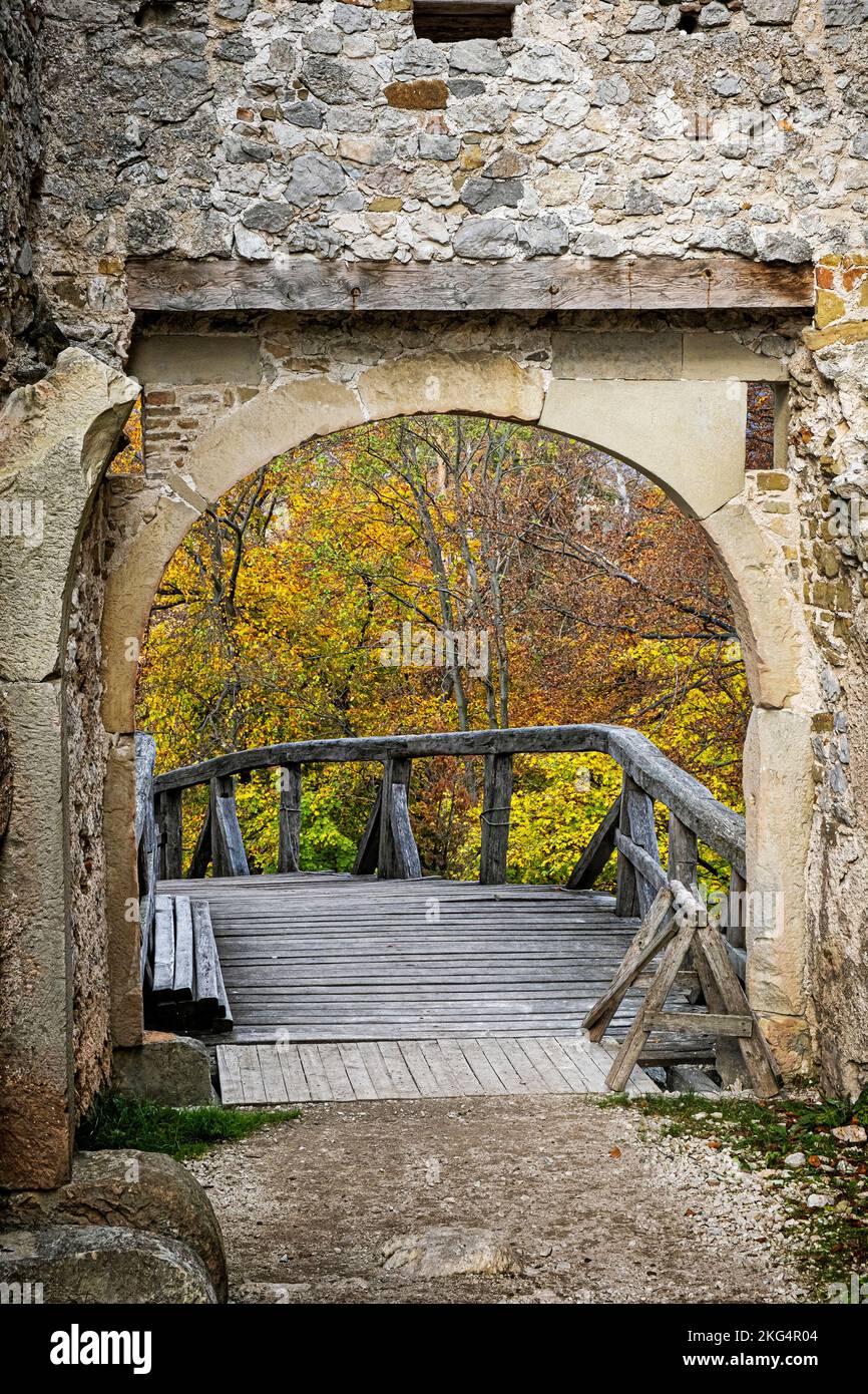 Uhrovec castle ruins, Strazov mountains, Slovak republic. Travel ...