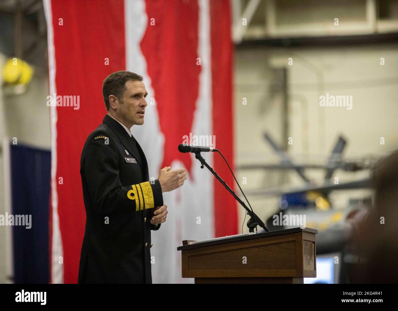 Vice Adm. Angus Topshee, commander, Royal Canadian Navy, speaks at a ...