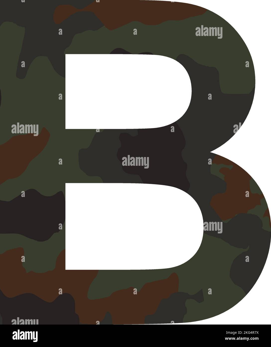 English alphabet letter B, khaki style isolated on white background ...