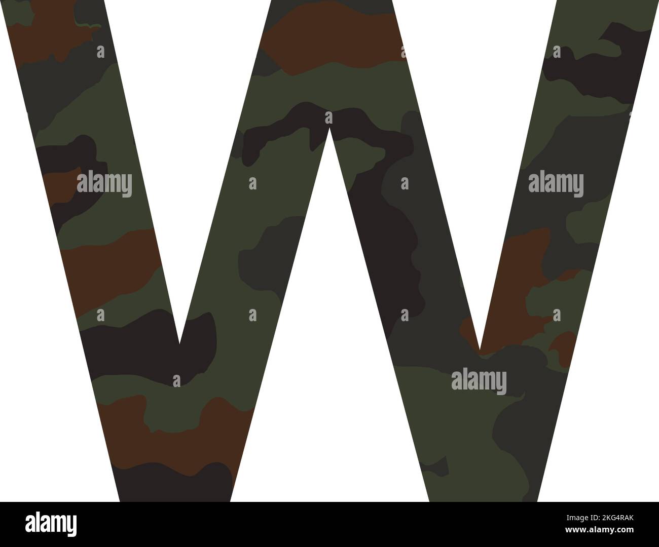 English alphabet letter W, khaki style isolated on white background - Vector illustration Stock ...