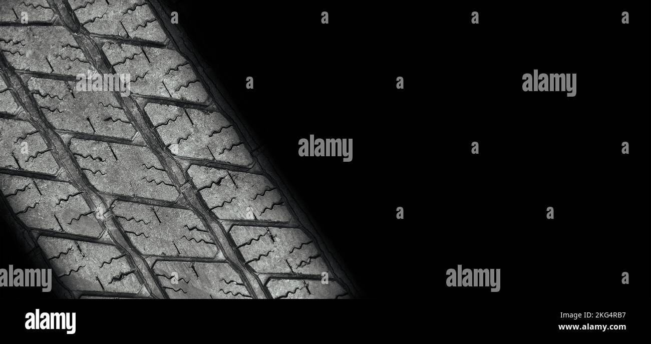 Old vehicle tire texture background , tire tread wear out , panoramic ...