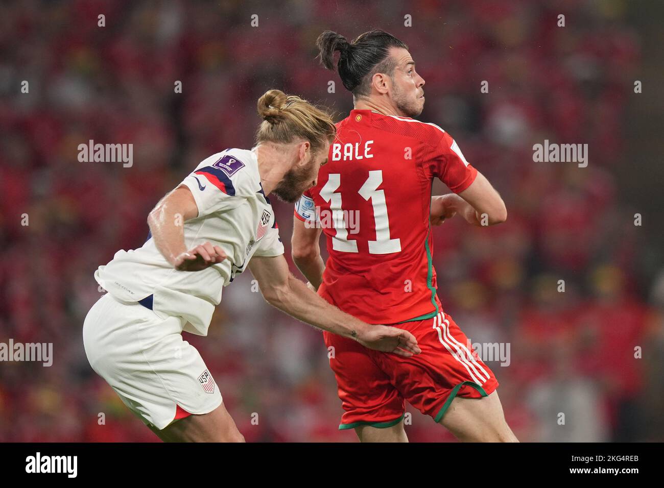 Tyler Adams of USA and Gareth Bale of Wales during the Qatar 2022 World ...