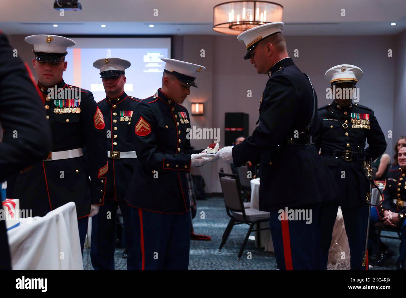 U.S. Marine Corps Capt. Eric Humer (right), Officer-in-Charge of Officer Selection Team ...
