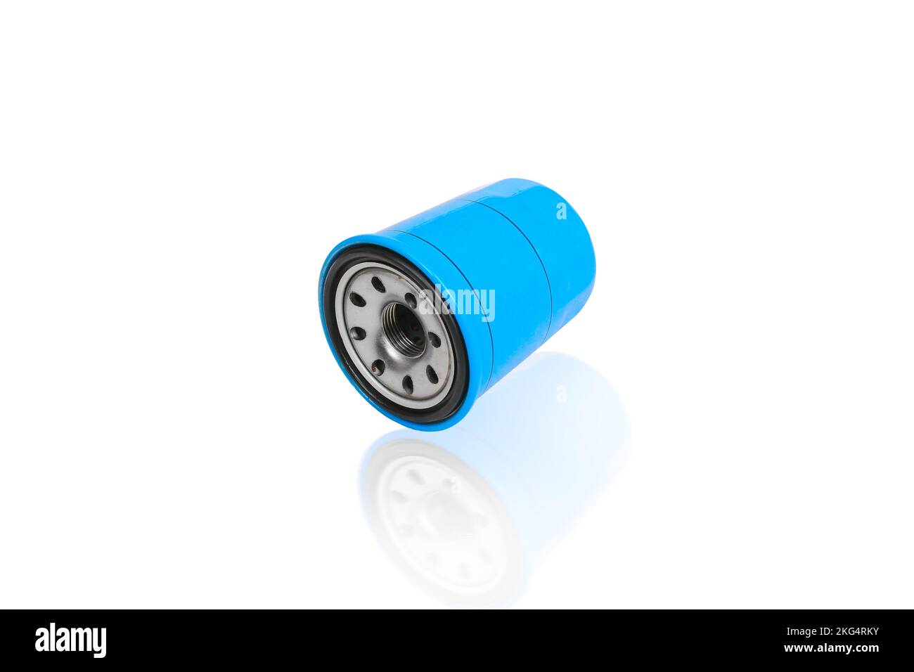 Automotive oil filter with a blue color , object isolated with clipping ...