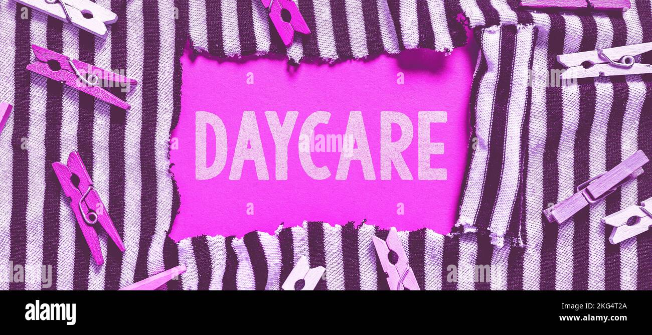 Conceptual caption Daycare. Concept meaning offering care to preschool ...