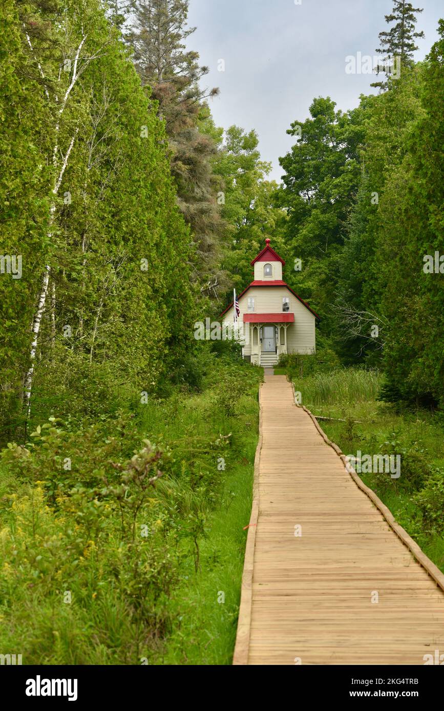 Historic Upper Range Light (lighthouse) to help guide boat navigation ...