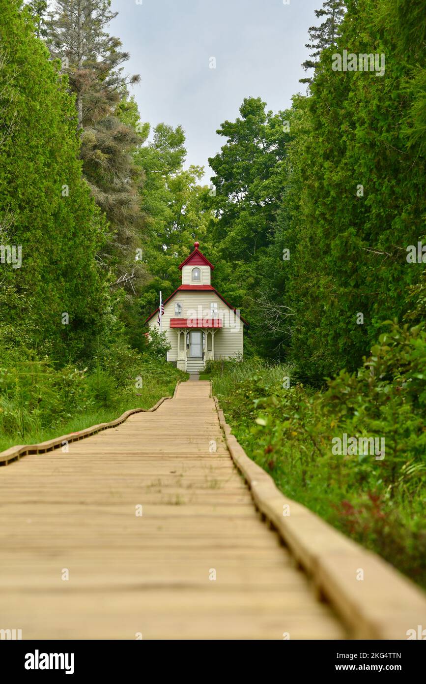 Historic Upper Range Light (lighthouse) to help guide boat navigation ...