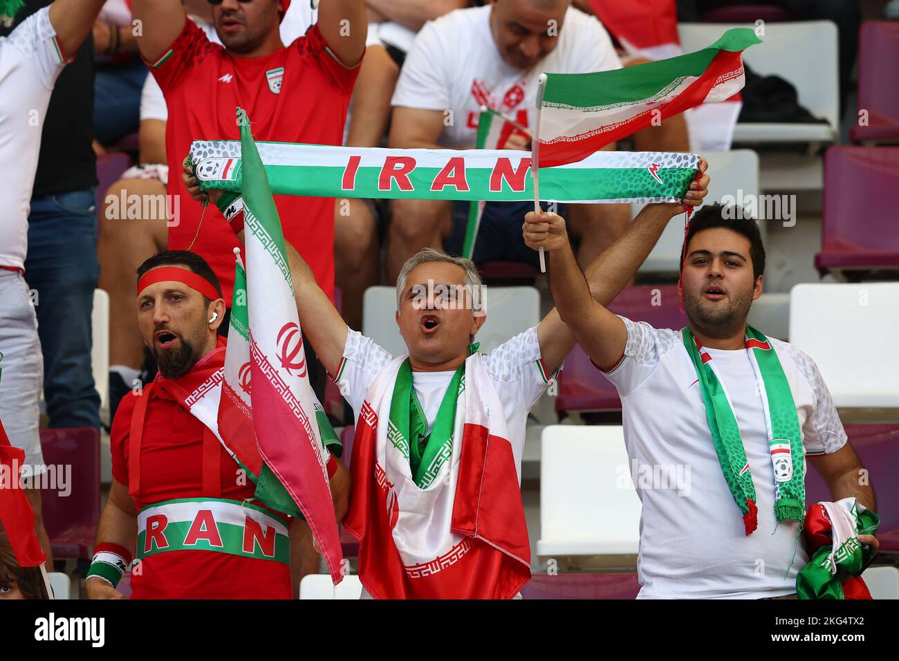 Doha, Qatar. 21st Nov, 2022. Iran fans supports their team during the ...