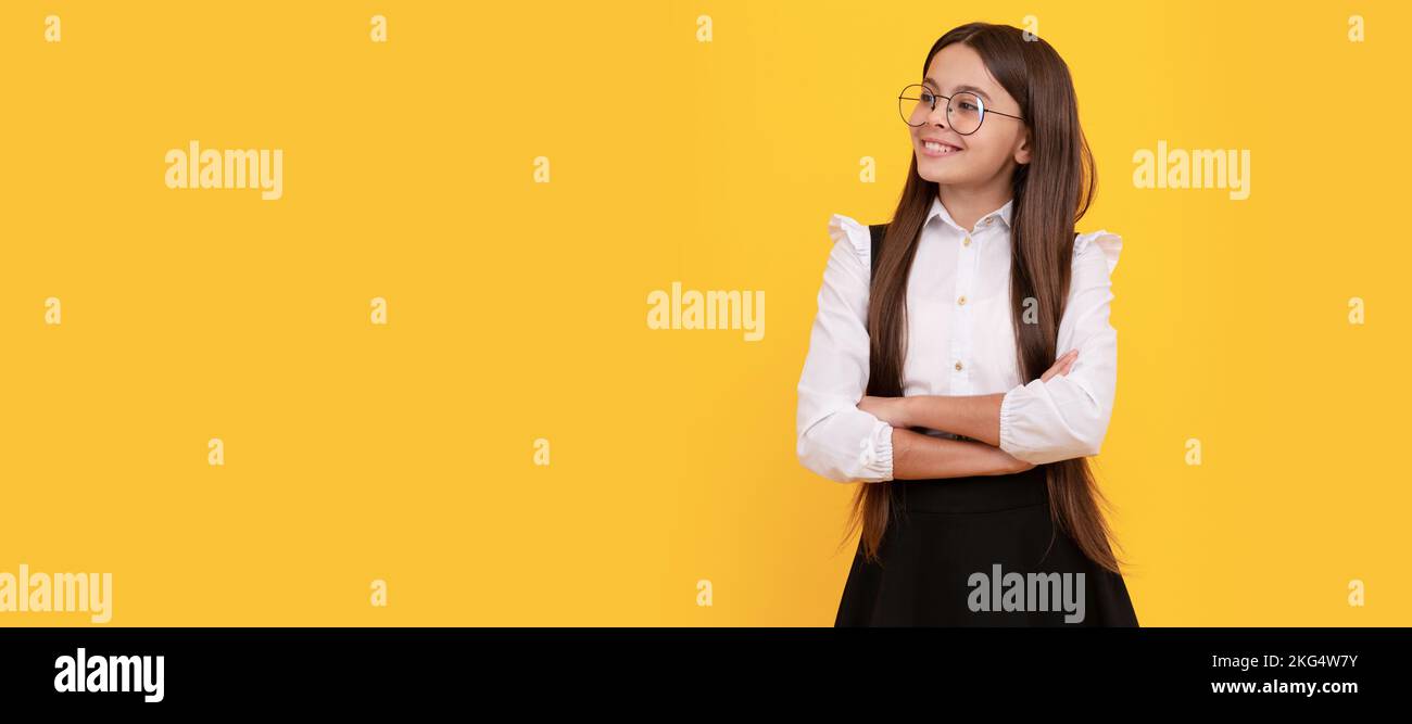 happy teen girl look through eyeglasses. vision acuity. eyesight ...