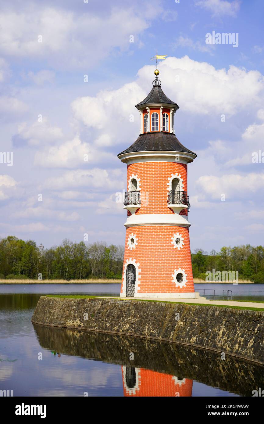 A beautiful shot of Old historic lighthouse in Moritzburg. Inner ...
