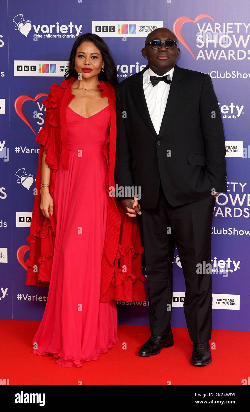 Emma Thynn, Marchioness of Bath and Edward Enninful arrive at the Variety Club Showbusiness ...