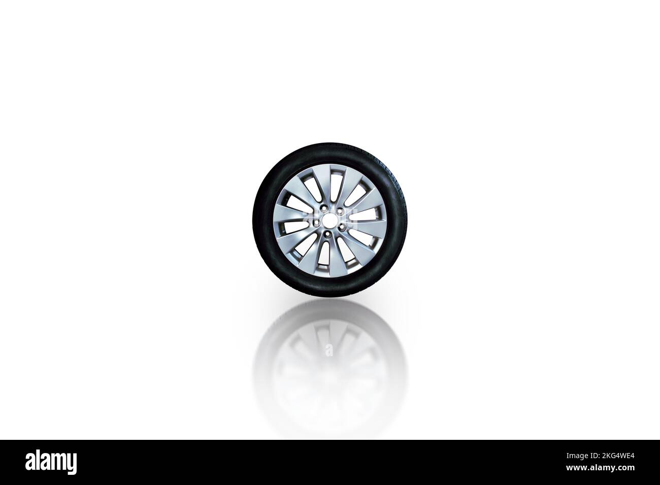 Alloy car wheel with tire, object isolated on white background with ...