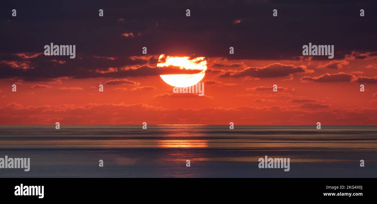 Dramatic Colorful Sunrise Sky. Mediterranean Sea. Abstract Red Sky ...