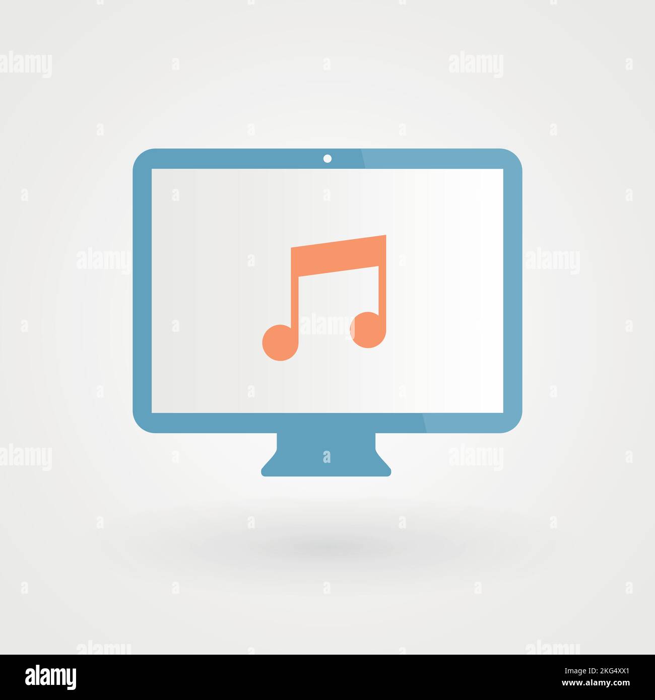 Desktop and musical note. Concept of audio. Vector illustration, flat ...