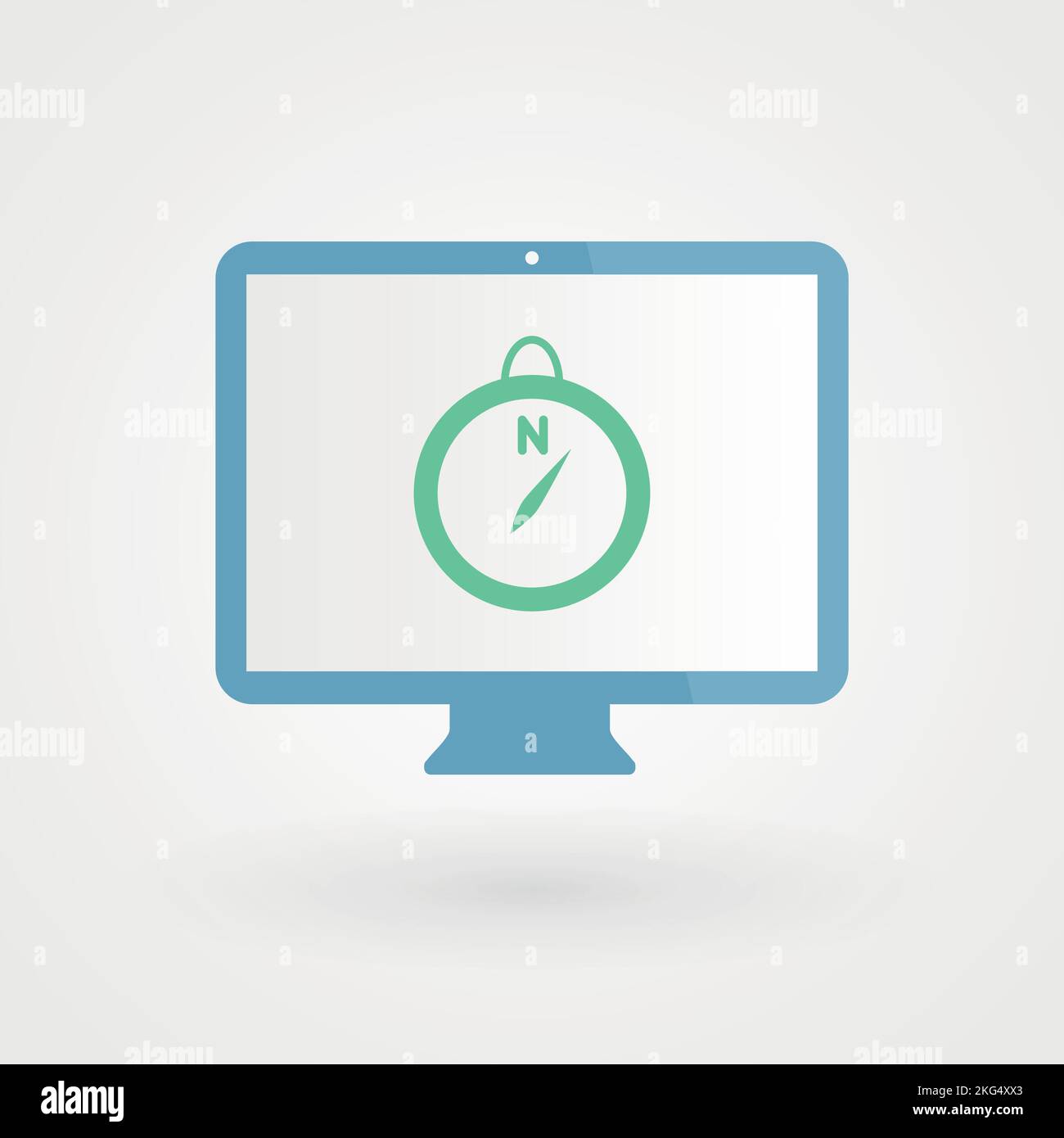 Desktop and compass. Concept of adventure, orientation. Vector ...