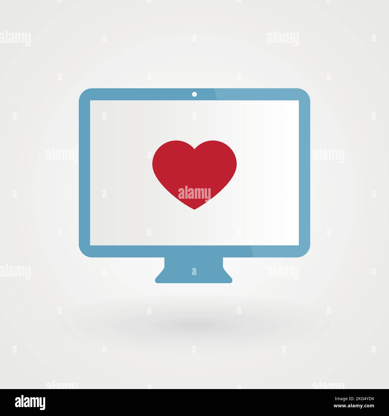 Desktop and heart. Concept of romantic love. Vector illustration, flat ...