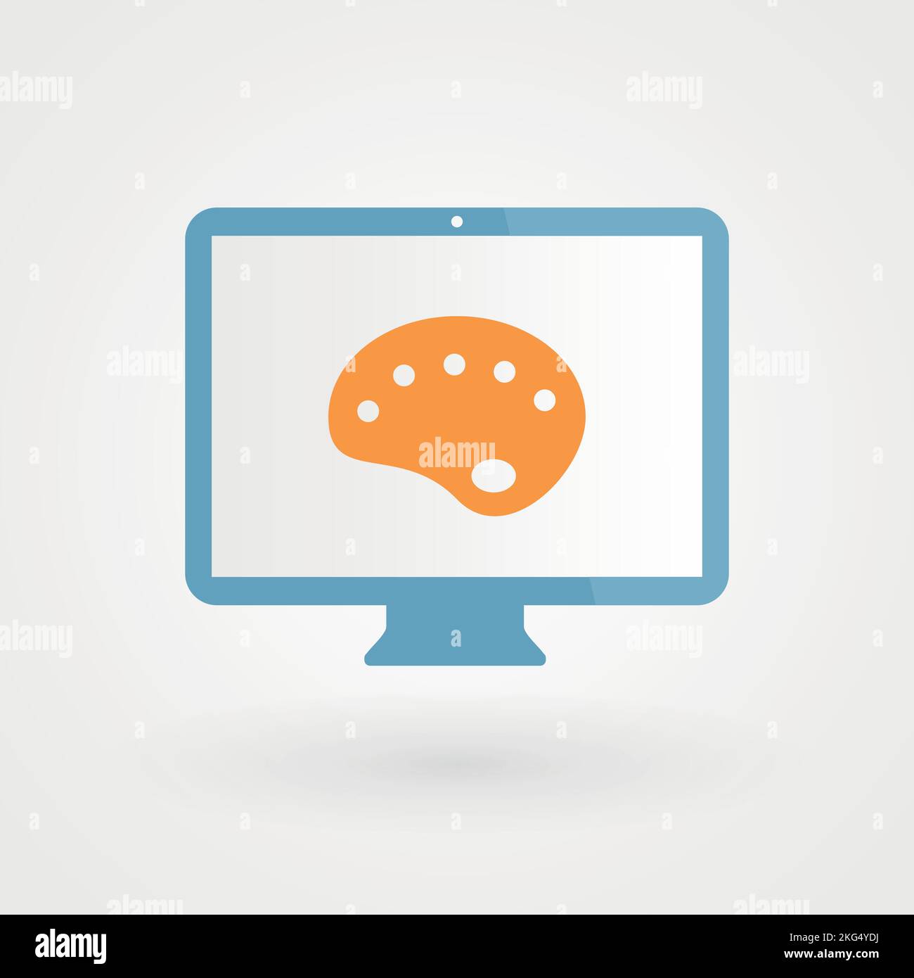 Desktop and painting. Concept of art. Vector illustration, flat design ...