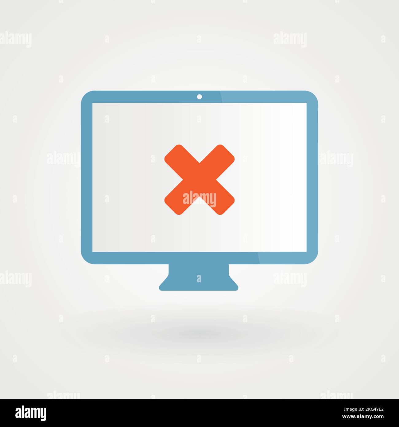 Desktop and wrong icon. Concept of wrong. Vector illustration, flat ...