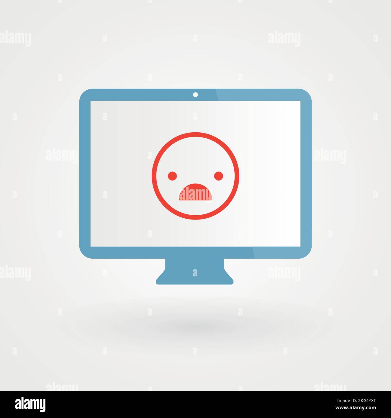Desktop and unhappy smiley. Concept of dissatisfaction. Vector ...