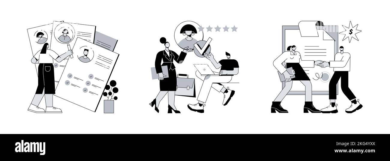 Head hunting abstract concept vector illustration set. Recruitment ...