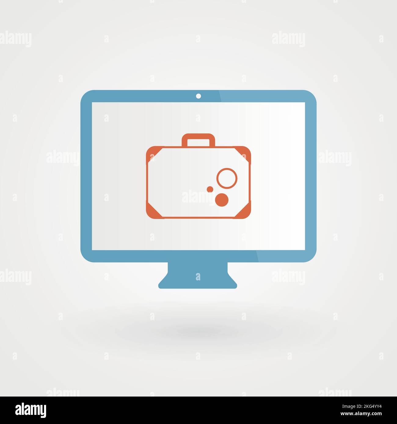 Desktop and suitcase. Concept of travel, holidays. Vector illustration ...