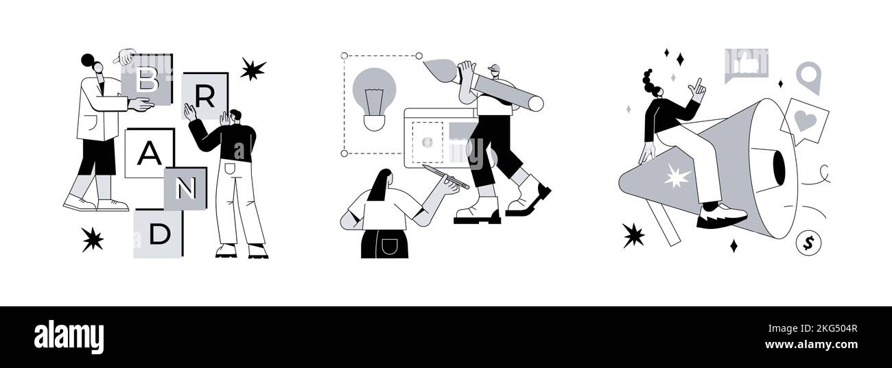 Brand management abstract concept vector illustration set. Company ...