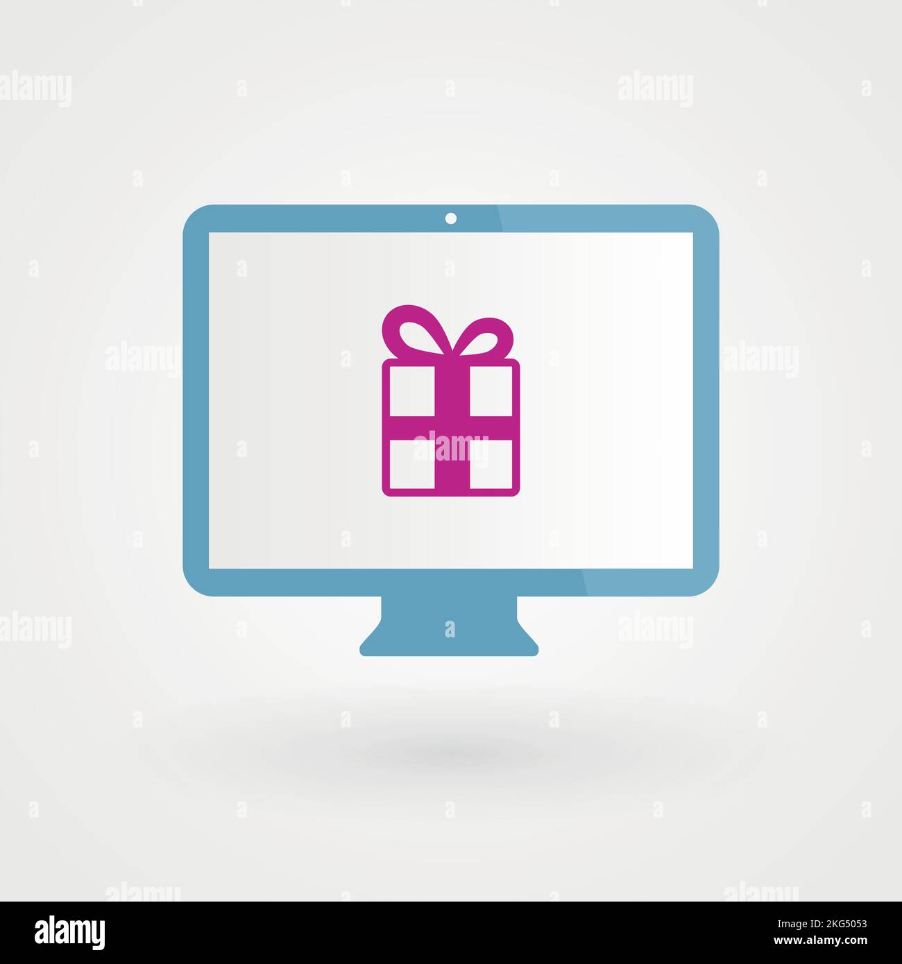 Desktop and present. Concept of gift. Vector illustration, flat design ...
