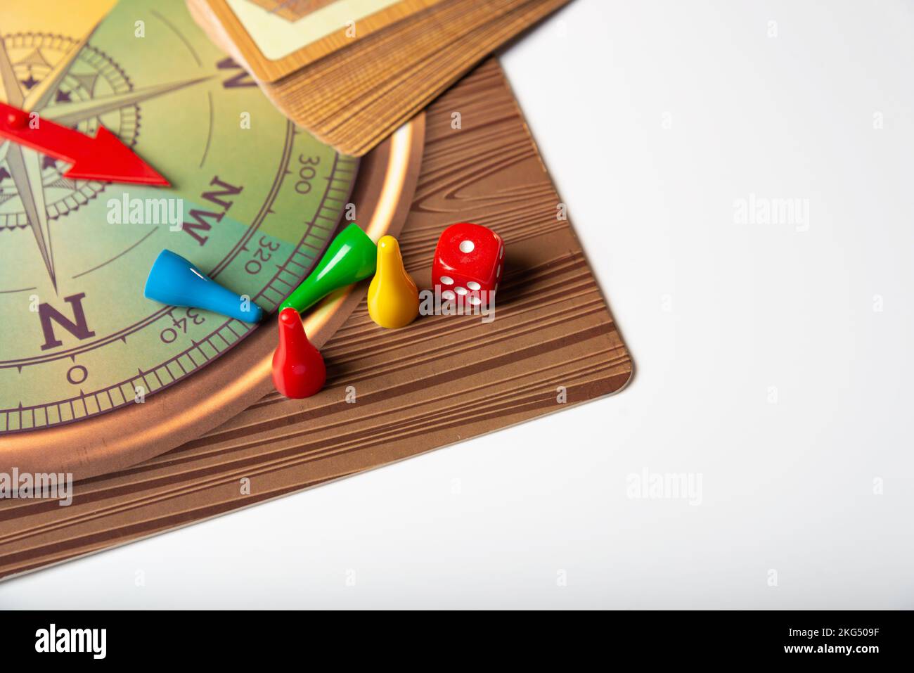 Board game concept - board game field, many pieces, miples, dice Stock ...