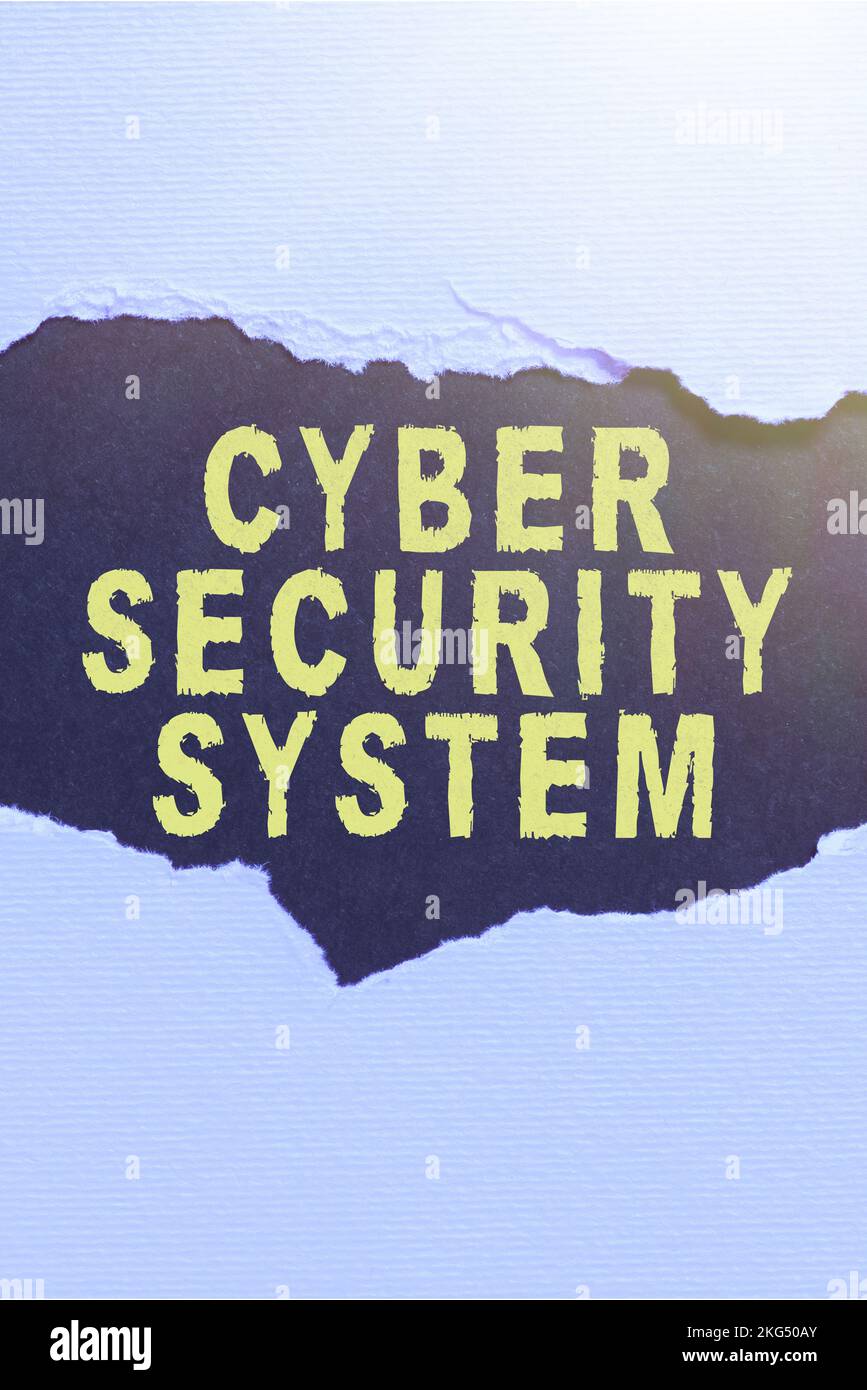 Conceptual display Cyber Security System. Word for Techniques of protecting computers from ...