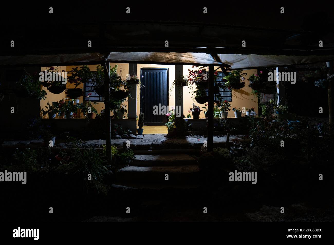Filandia, Quindio, Colombia - June 6 2022: Country House in Pitch Dark ...