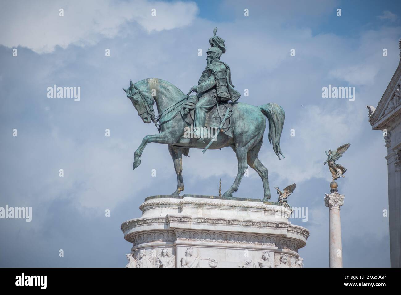 The equestrian statue of King Victor Emmanuel II at Altare Della Patria ...