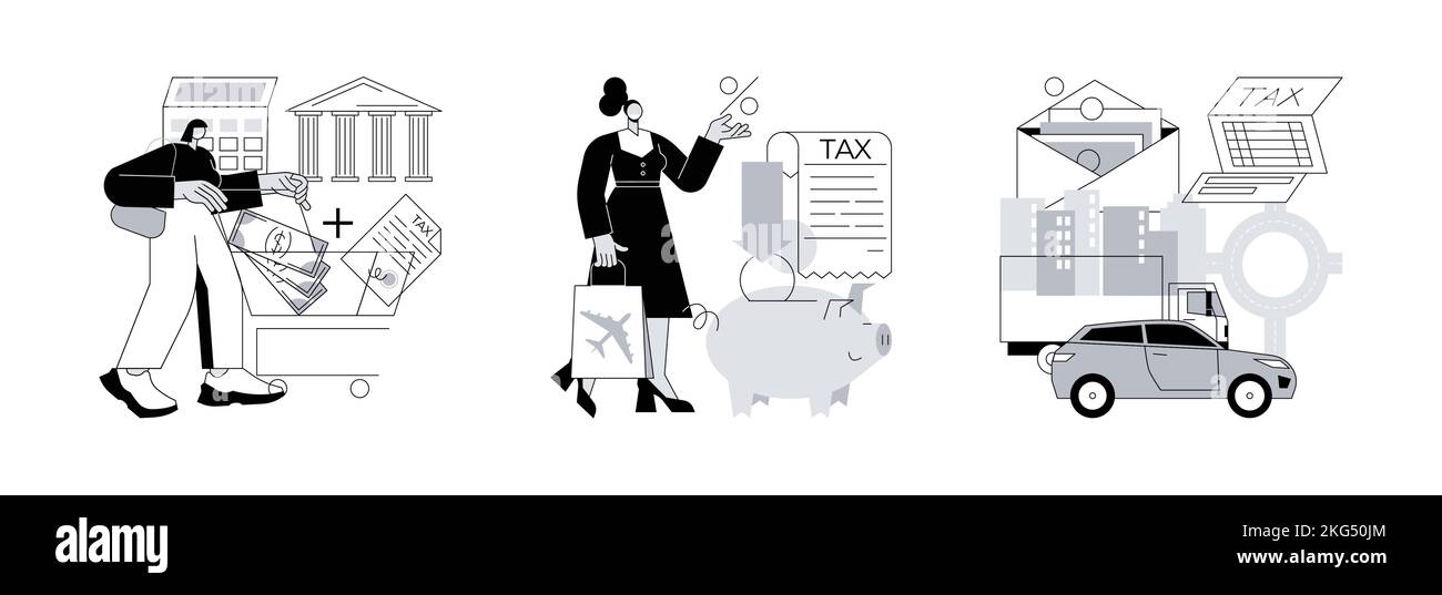 Transportation taxes abstract concept vector illustration set. Value ...