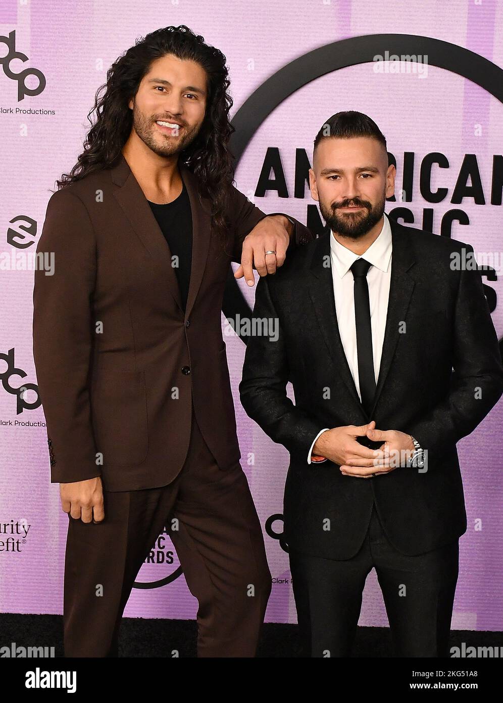Dan Smyers and Shay Mooney of Dan + Shay attend the 2022 American Music ...