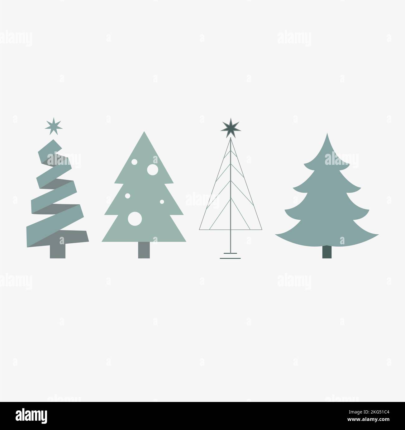 Card with snowy winter forest. Set decorative christmas doodle ...