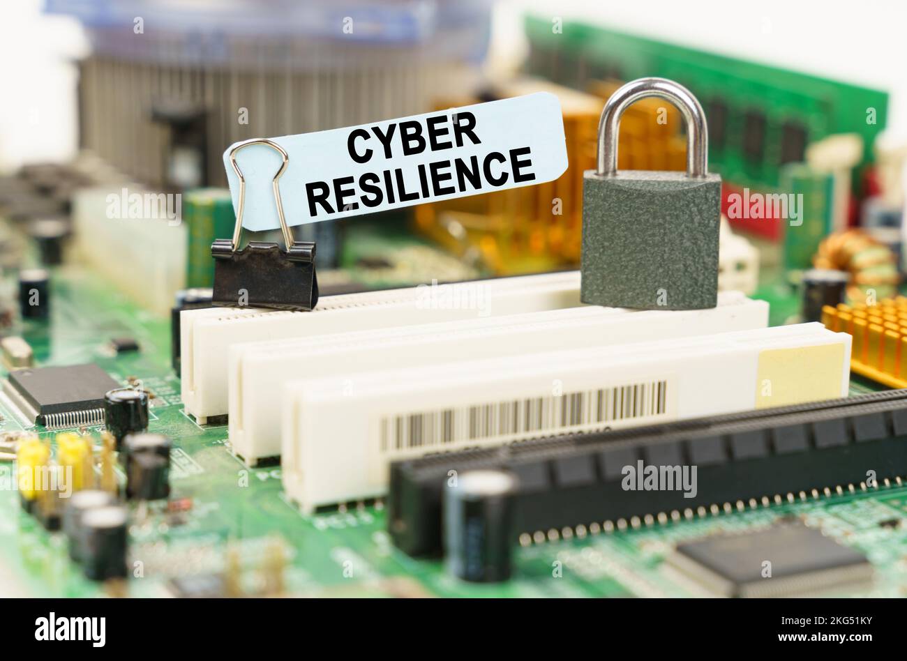 Computer security concept. There is a sticker on the motherboard that ...