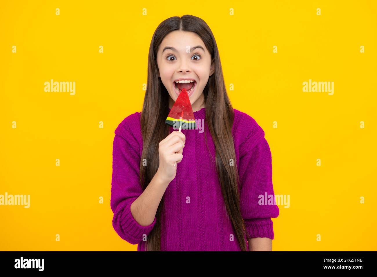 Child with lollipops candy. Stop eating sweets, sugar addiction. Teen ...