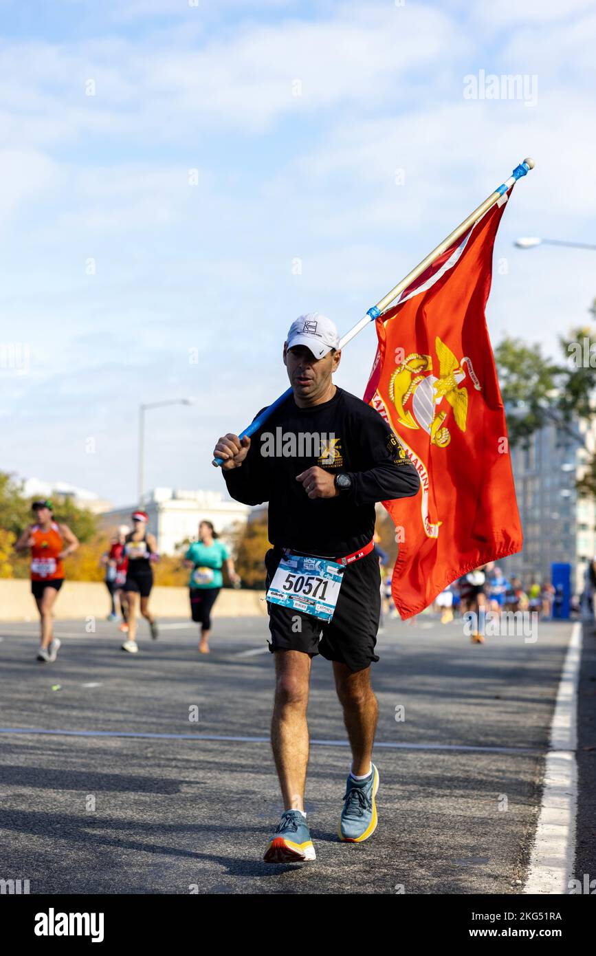 Joaquin G. Robles, a participant in the Marine Corps Marathon 50K, runs ...