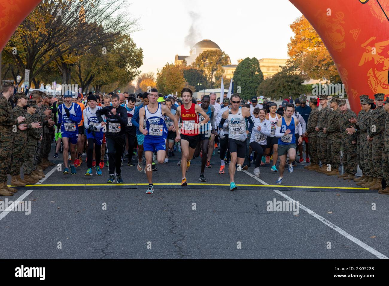 Runners participating in the Marine Corps Marathon 10k set off from the ...
