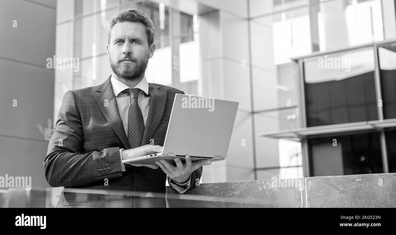 agile business. professional network administrator hold computer Stock ...