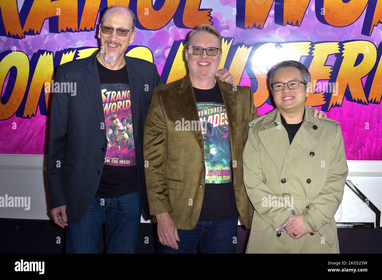 Roy Conli, Don Hall and Qui Nguyenattends the photocall for "Strange ...